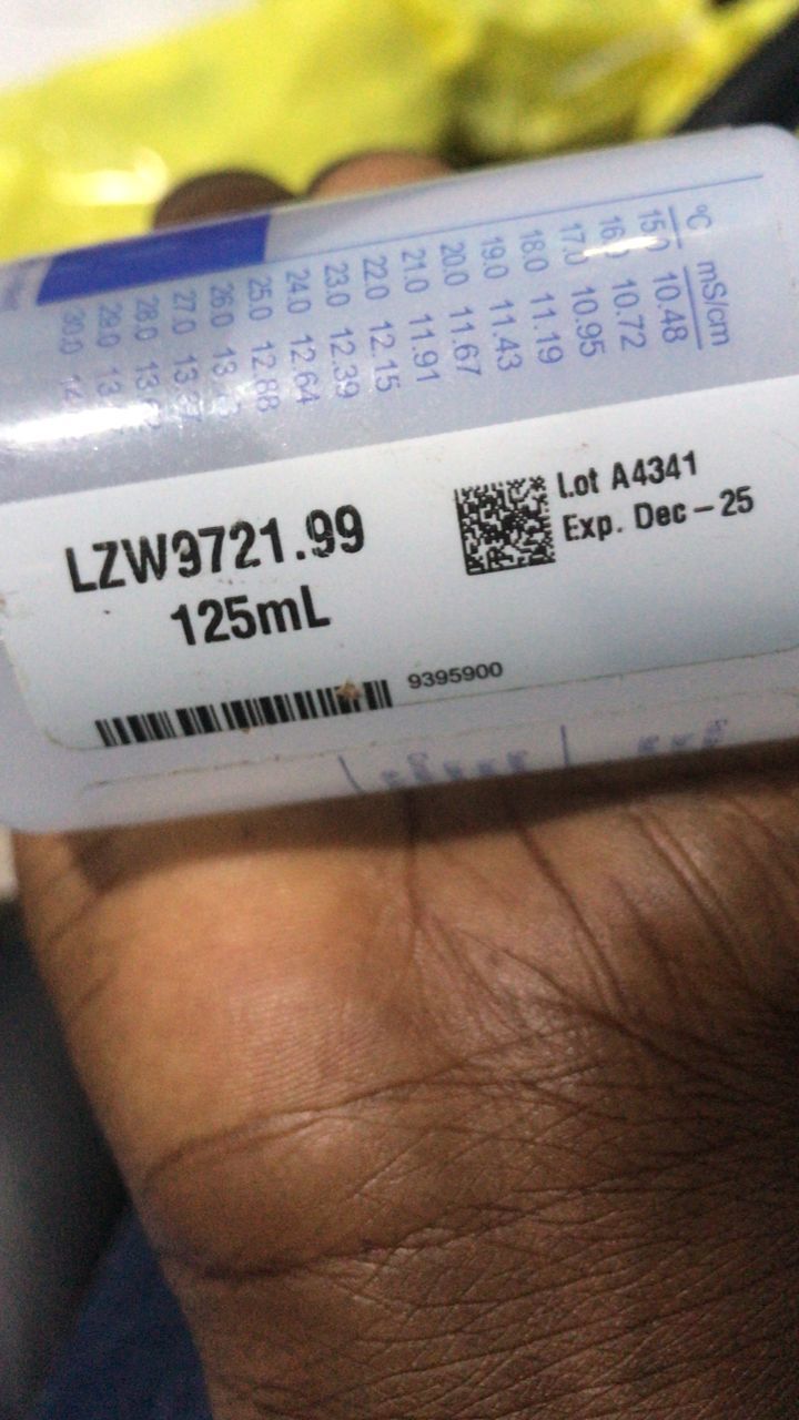 Conductivity Standard Solution, 12.88 mS/cm, KCl, 250mL