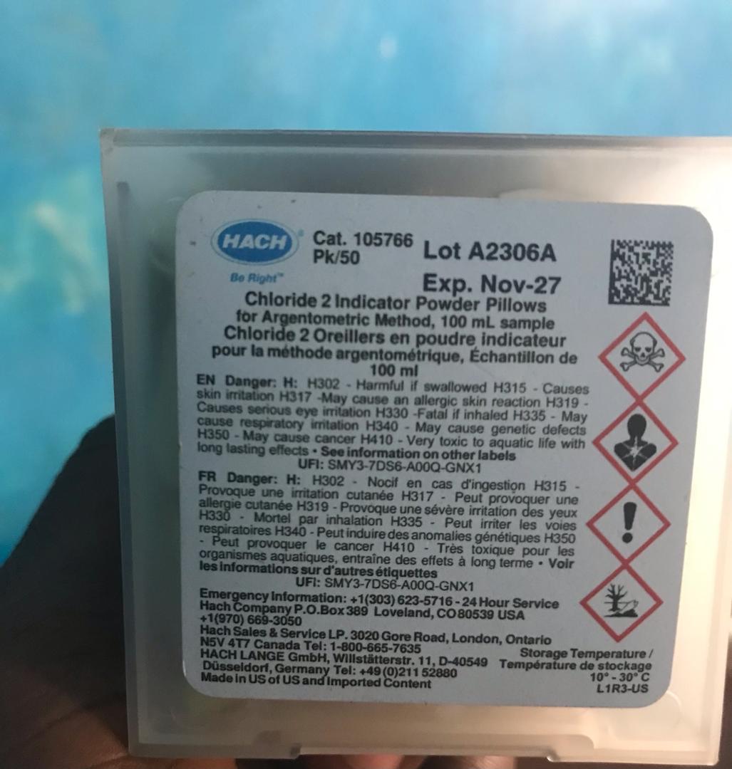 Chloride 2 Indicator Powder Pillows, 100 mL, pk/50