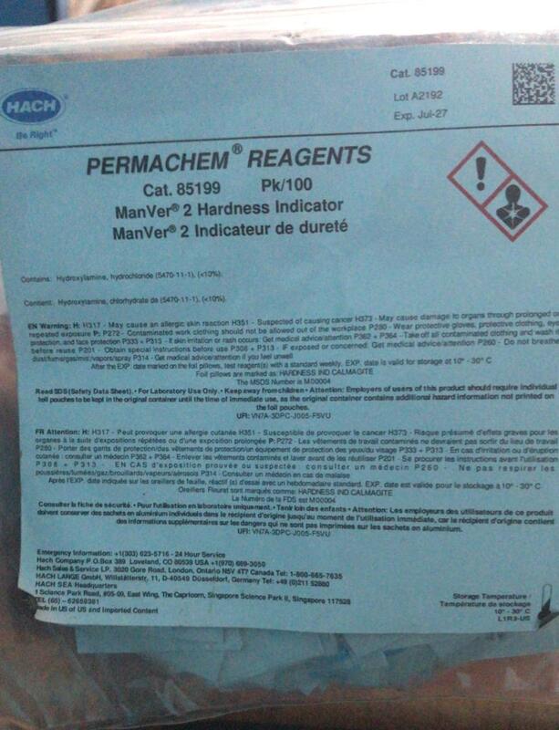 Manver 2 Hardness Indicator Powder Pillows, 50 mL Sample, pk/100 85199