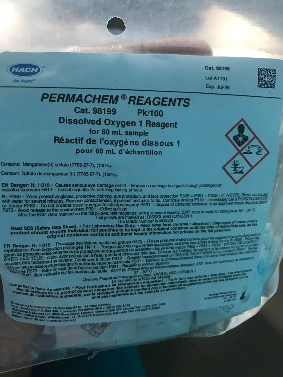 DPD Free Chlorine Reagent Powder Pillows, 5 mL, PK/100